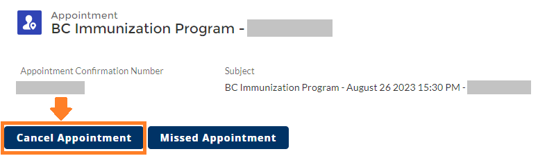 Cancel an Appointment – ImmsBC
