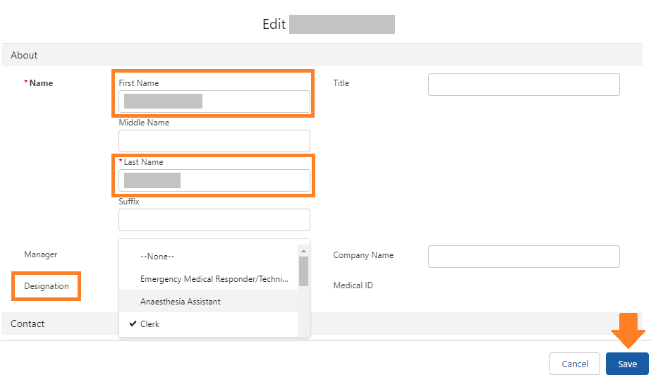Edit a User’s (Display) Name or Designation - Only for Admin – ImmsBC